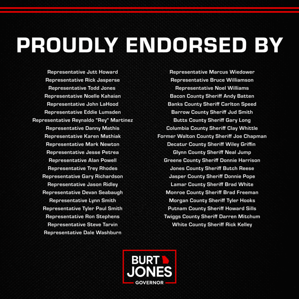 State Legislators and Sheriffs Endorse Lt. Governor Burt Jones for ...